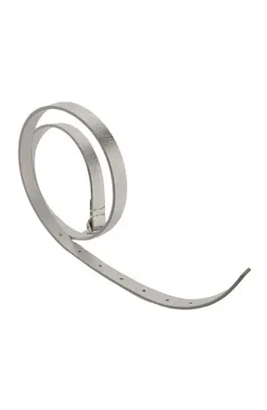 Maje Slim Belt With Clover Buckle - Silver