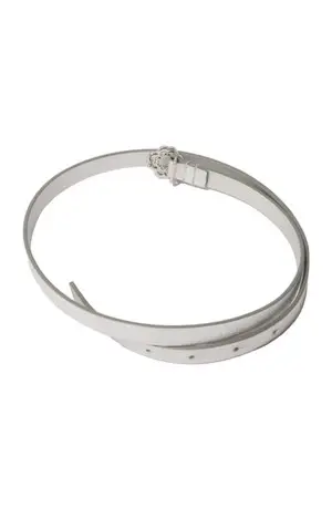 Maje Slim Belt With Clover Buckle - Silver