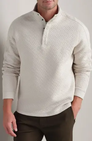 RHONE Quilted Relaxed Pullover - Bone