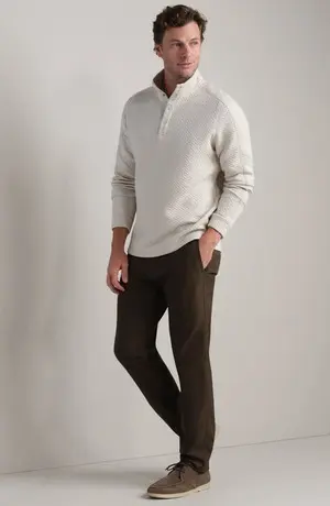 RHONE Quilted Relaxed Pullover - Bone