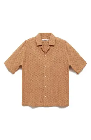 Mango Short Sleeve Cotton Button-up Shirt