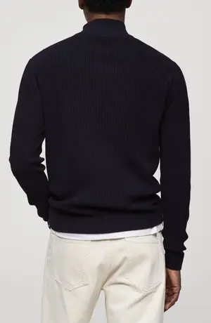 Mango Perkins Half-zip Sweater - Dark Navy