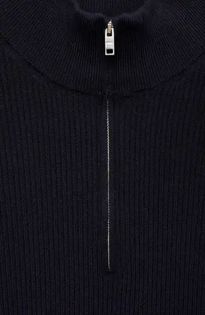 Mango Perkins Half-zip Sweater - Dark Navy