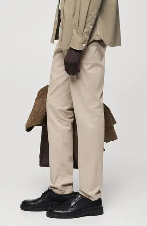 Mango Serge Slim Fit Chino Pants - Sand