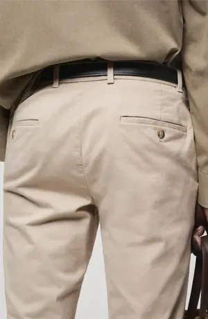 Mango Serge Slim Fit Chino Pants - Sand