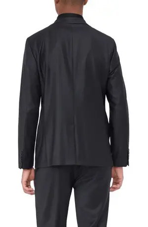 Bugatchi Solid Stretch Wool Travel Blazer - Black