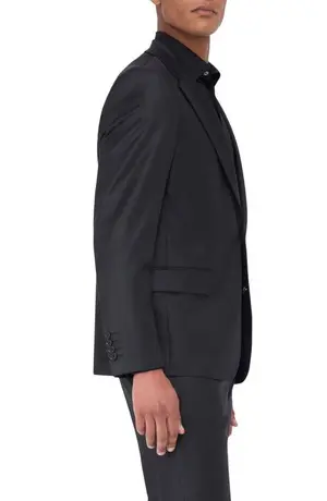 Bugatchi Solid Stretch Wool Travel Blazer - Black