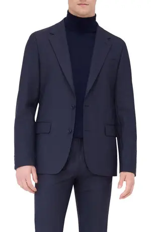 Bugatchi Solid Stretch Wool Travel Blazer Navy