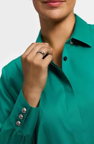 Foxcroft Pearly Bead Button-up Shirt - Emerald
