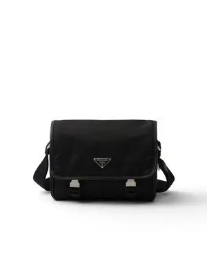Prada Re-nylon And Saffiano Leather Shoulder Bag - Black