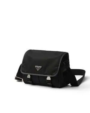 Prada Re-nylon And Saffiano Leather Shoulder Bag - Black