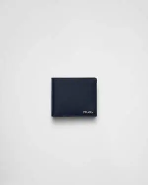 Prada Saffiano Leather Wallet With Coin Purse Baltic Blue/marble Gray
