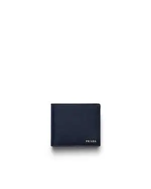 Prada Saffiano Leather Wallet With Coin Purse - Blue