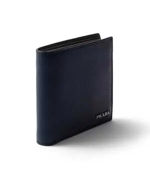 Prada Saffiano Leather Wallet With Coin Purse - Blue