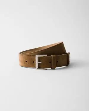 Prada Suede Belt - Light Brown