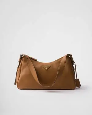 Prada Aimée Medium Leather Shoulder Bag - Brown