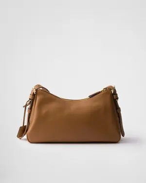 Prada Aimée Medium Leather Shoulder Bag - Brown