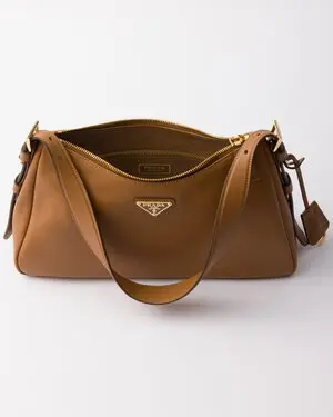 Prada Aimée Medium Leather Shoulder Bag - Brown