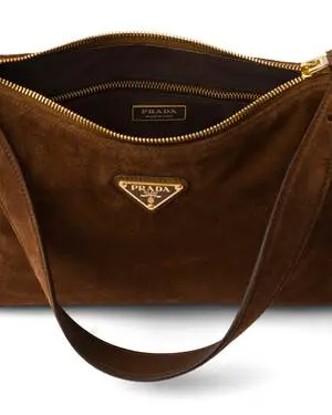 Prada Aimée Medium Suede Shoulder Bag - Brown