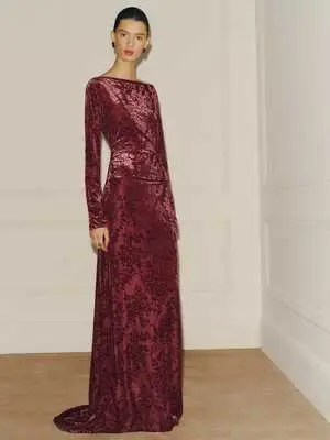 REFORMATION Donya Velvet Maxi Dress - Red