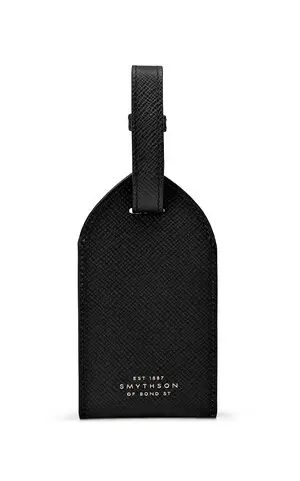 Smythson Panama Leather Luggage Tag - Black