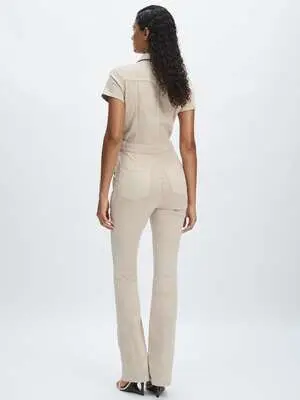 Good American Twill Utility Bootcut Jumpsuit - Sand