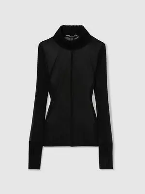 REISS Amber Atelier Sheer-jersey Funnel-neck Top