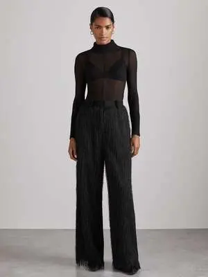 REISS Amber Atelier Sheer-jersey Funnel-neck Top