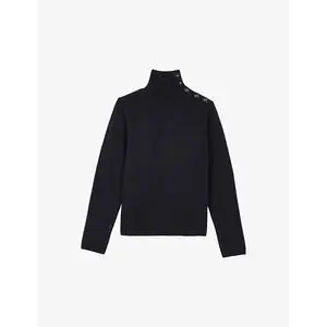 The Kooples High-neck Knitted Wool Jumper - Black