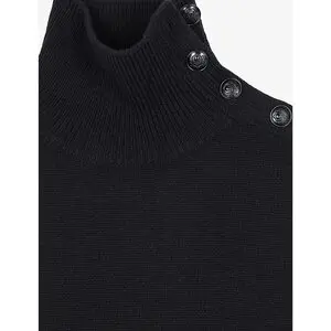 The Kooples High-neck Knitted Wool Jumper - Black