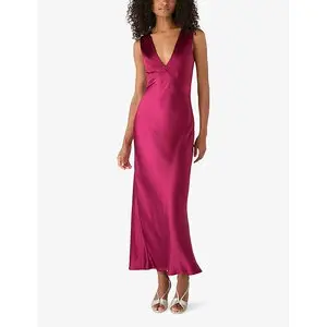 OMNES Nova Tie-back Satin Maxi Dress - Magenta