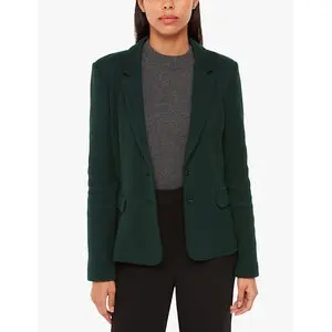 Whistles Slim-fit Single-breasted Cotton-jersey Blazer - Dark Green