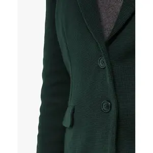 Whistles Slim-fit Single-breasted Cotton-jersey Blazer - Dark Green