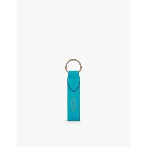 Smythson Panama Grained Leather Keyring Bright Turquoise