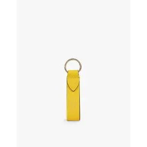 Smythson Panama Grained Leather Keyring Lemon