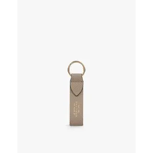 Smythson Panama Grained Leather Keyring - Sandstone