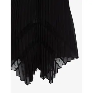 The Kooples Lace-panel Pleated Maxi Dress - Black