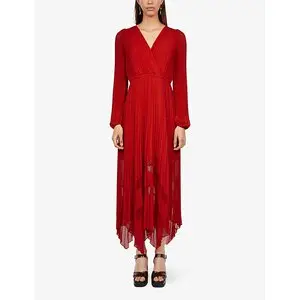 The Kooples Pleated Woven Maxi Dress - Red