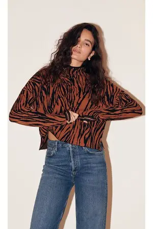 Saylor Mya Tiger Jacquard Top