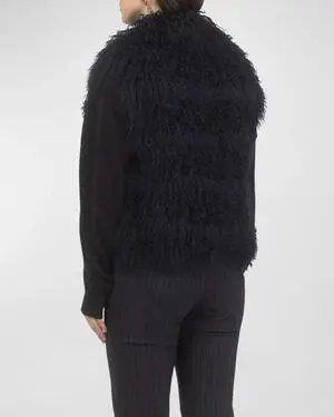Gorski Gorski Collared Mongolian Lamb Vest Navy