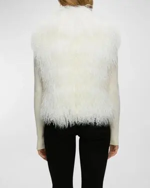 Gorski Collared Mongolian Lamb Vest - White