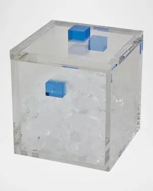 TIZO Clear Lucite Ice Bucket With Lid - Blue