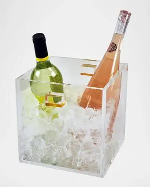 TIZO Clear Lucite Wine Cooler With Handles - Gold