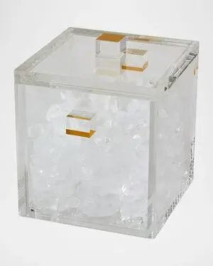 TIZO Clear Lucite Ice Bucket With Lid - Gold