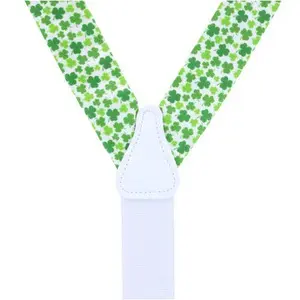 Trafalgar Shamrock Silk Button End Suspenders - White