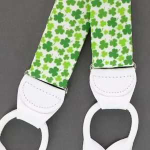 Trafalgar Shamrock Silk Button End Suspenders - White