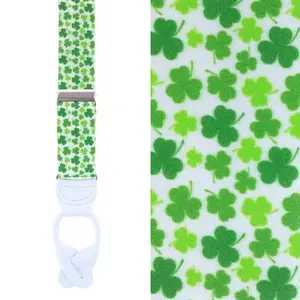 Trafalgar Shamrock Silk Button End Suspenders - White