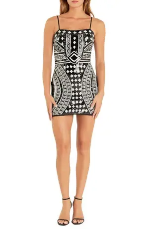 Endless Rose Sequin Beaded Minidress - Black