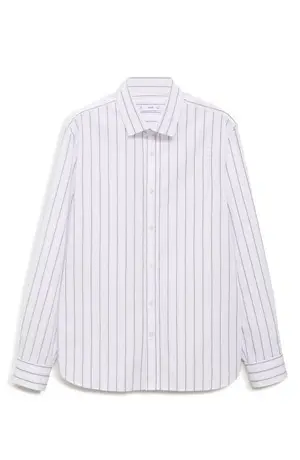 Mango Regular Fit Stripe Button-up Shirt - Violet
