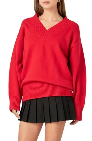 English Factory Oversized V-neck Sweater